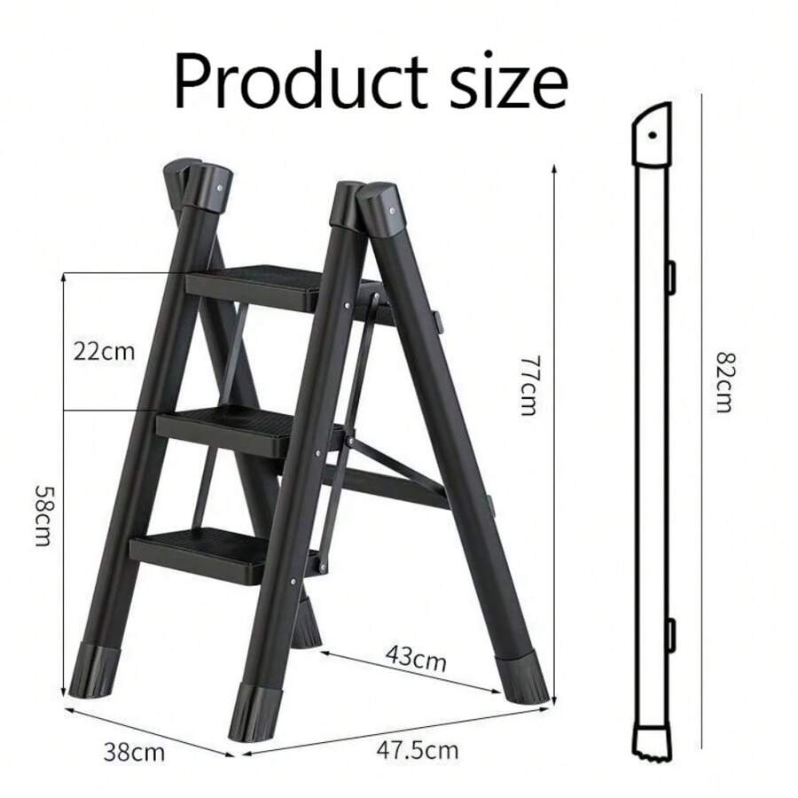 Ladders Folding Ladder For Home 3 Step Carbon Steel Foldable Stair ...