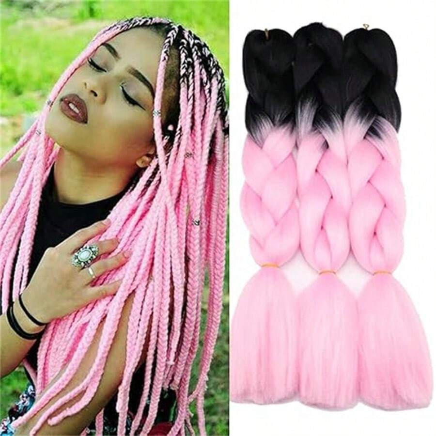 Box Braids Hair Extension Jumbo Braiding Hair Attachment Ombre Pink ...