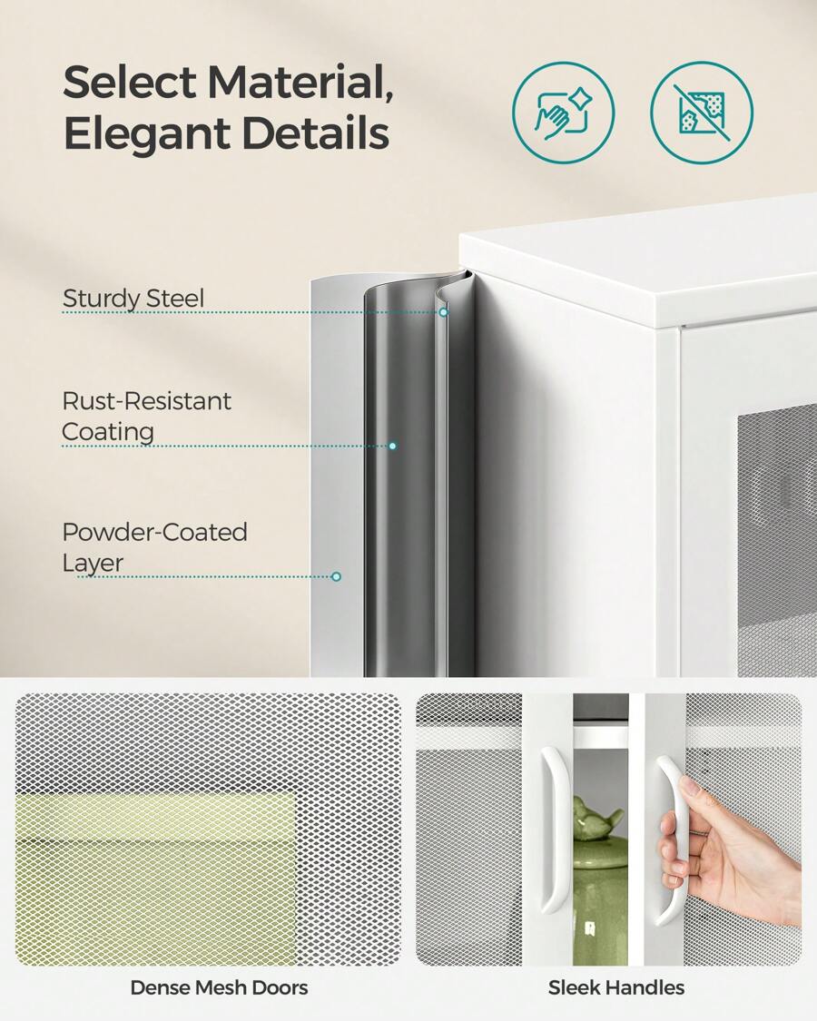 SONGMICS Metal Storage Cabinet With Mesh Doors, Multipurpose Storage ...