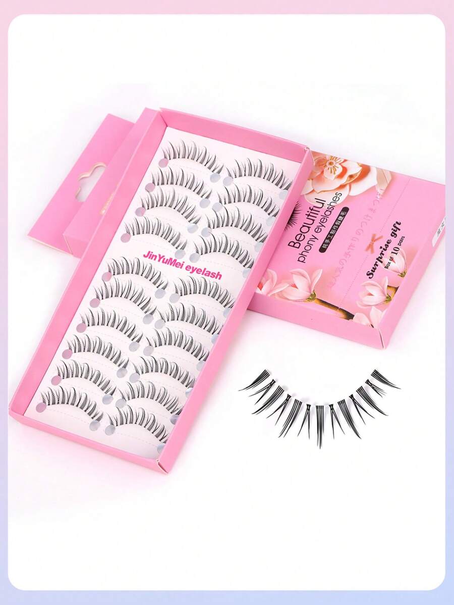 10 Pairs Strip Lashes Invisible Clear Transparent Band Super Soft Stem ...