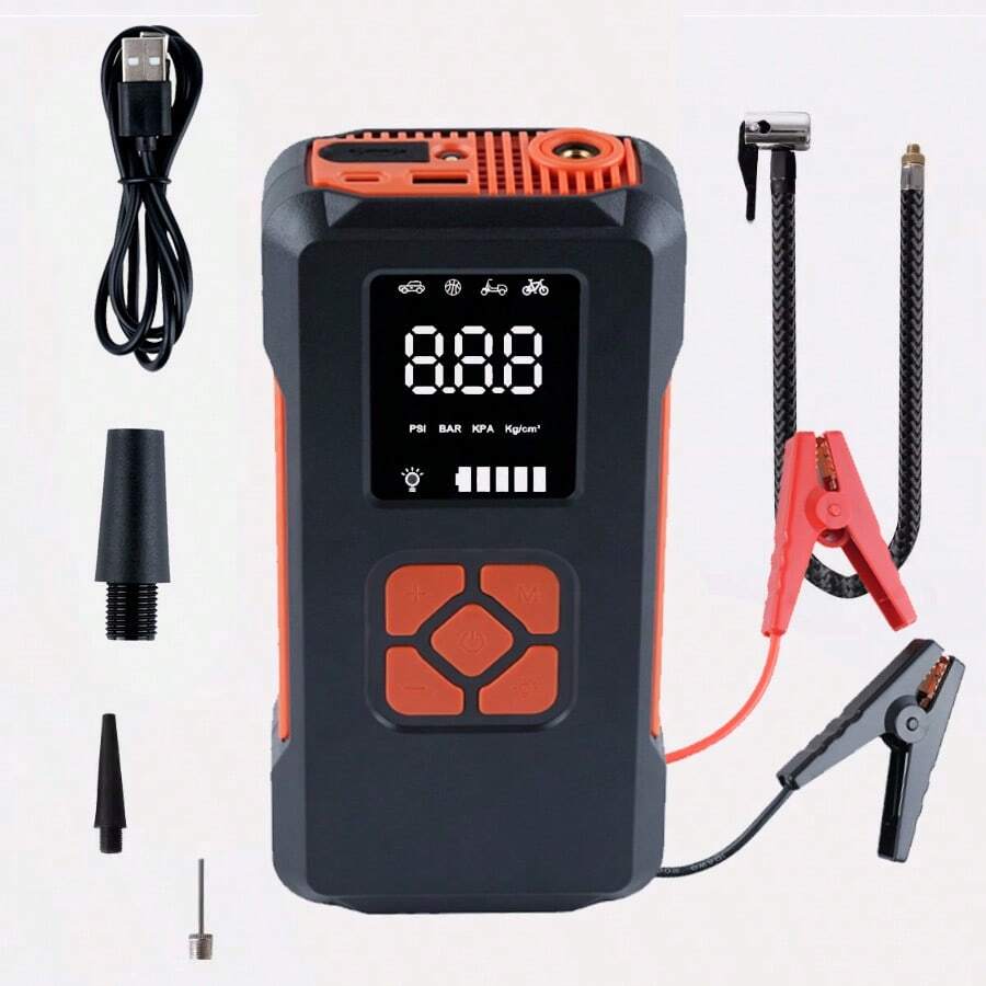 Portable Car Battery Emergency Starter, Equipped With Tire Inflation ...