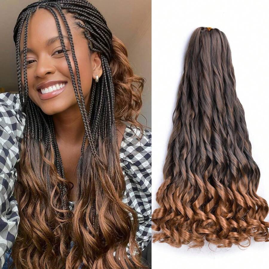 24inch French Curly Braiding Hair 1/5/8 Packs Loose Wavy Braiding Hair ...