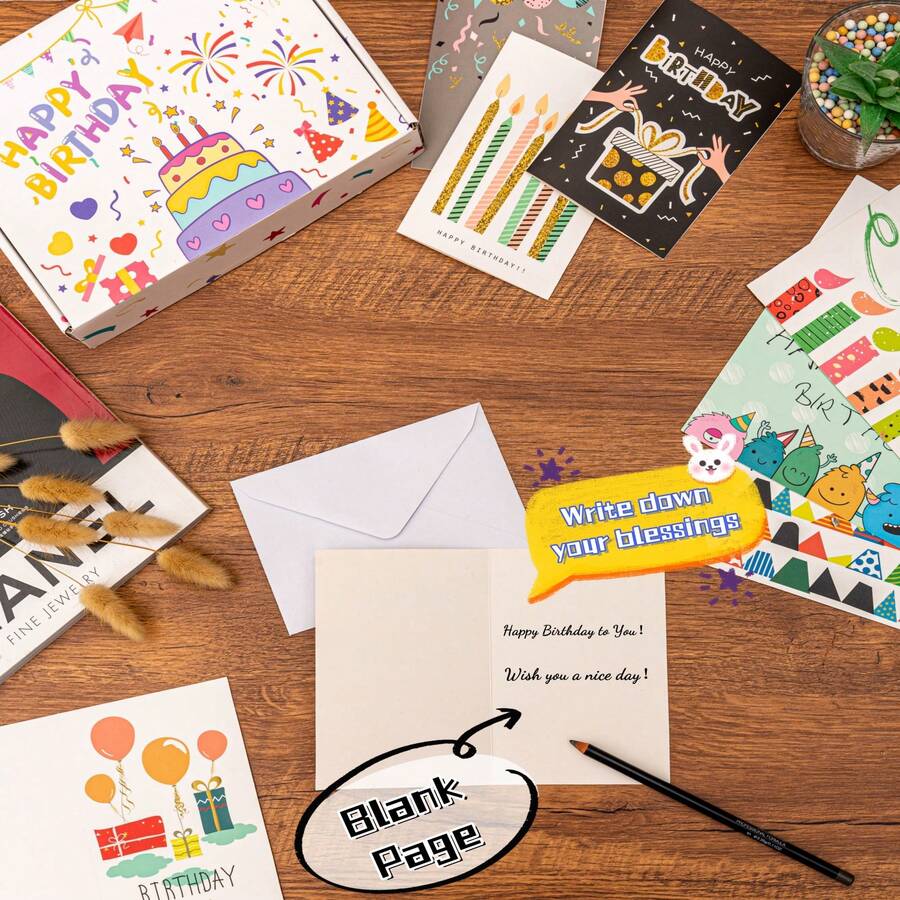 36 Unique Assorted Birthday Cards With Envelopes & Stickers, 4*6 Inches ...