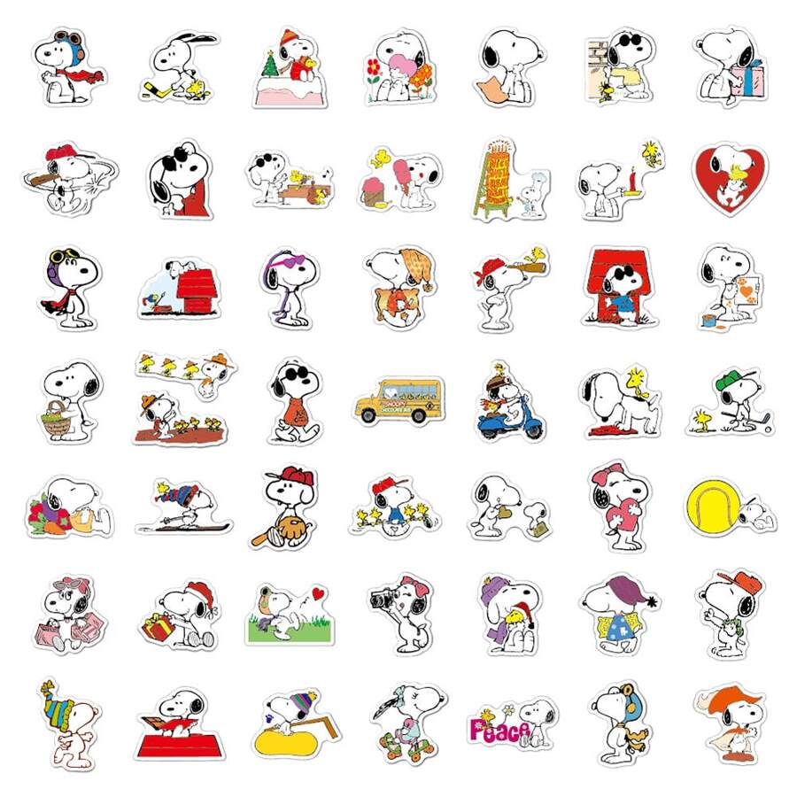Peanuts 50pcs Snoopy Officially Licensed Snoopy Sticker Cartoon Dog ...