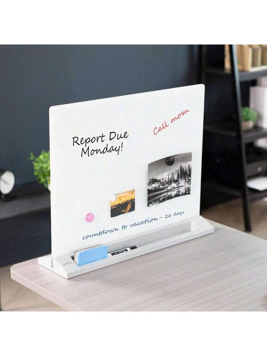 Freestanding Glass 23 X 19 Inch Tabletop Magnetic Dry Erase Board ...