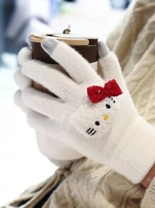 Sanrio 1 Pair Cute Hello Kitty Series Gloves, Warm & Thick For Autumn ...