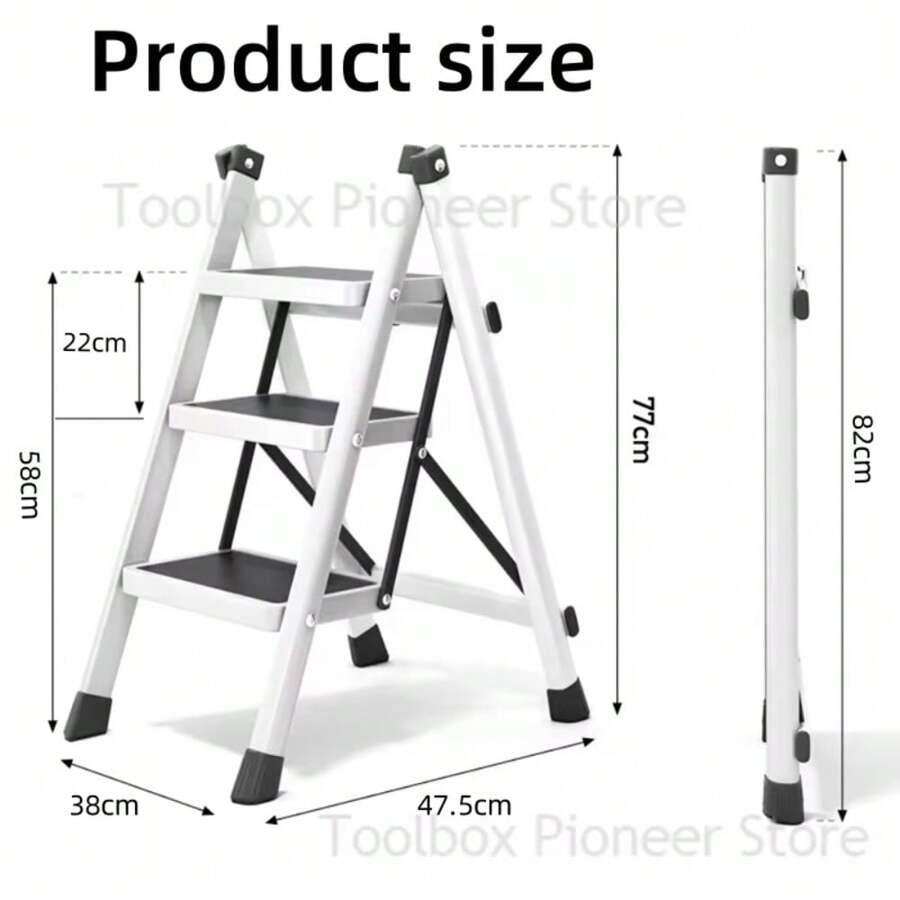 Ladders Folding Ladder For Home 3 Step Carbon Steel Foldable Stair Ladders Anti-Slip Ladder ...