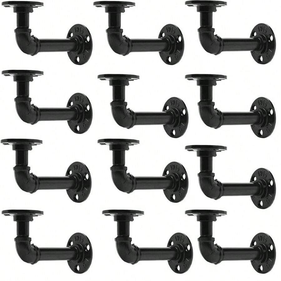 Industrial Pipe Metal Wall Shelf, Iron Plant Stand For 8/10/12/14 Inch ...