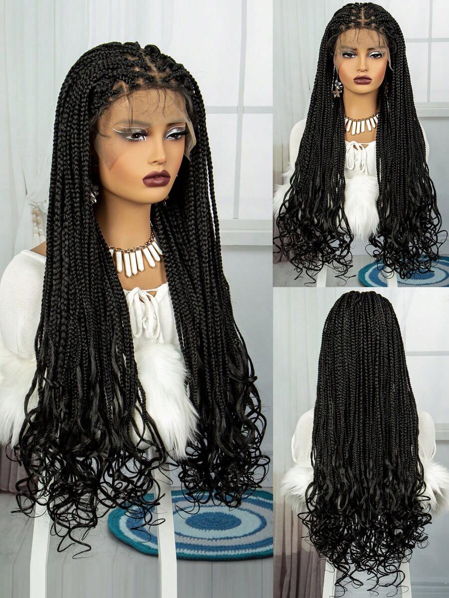 Braided Wigs For Black Women Synthetic Lace Front Wigs Knotless Box ...