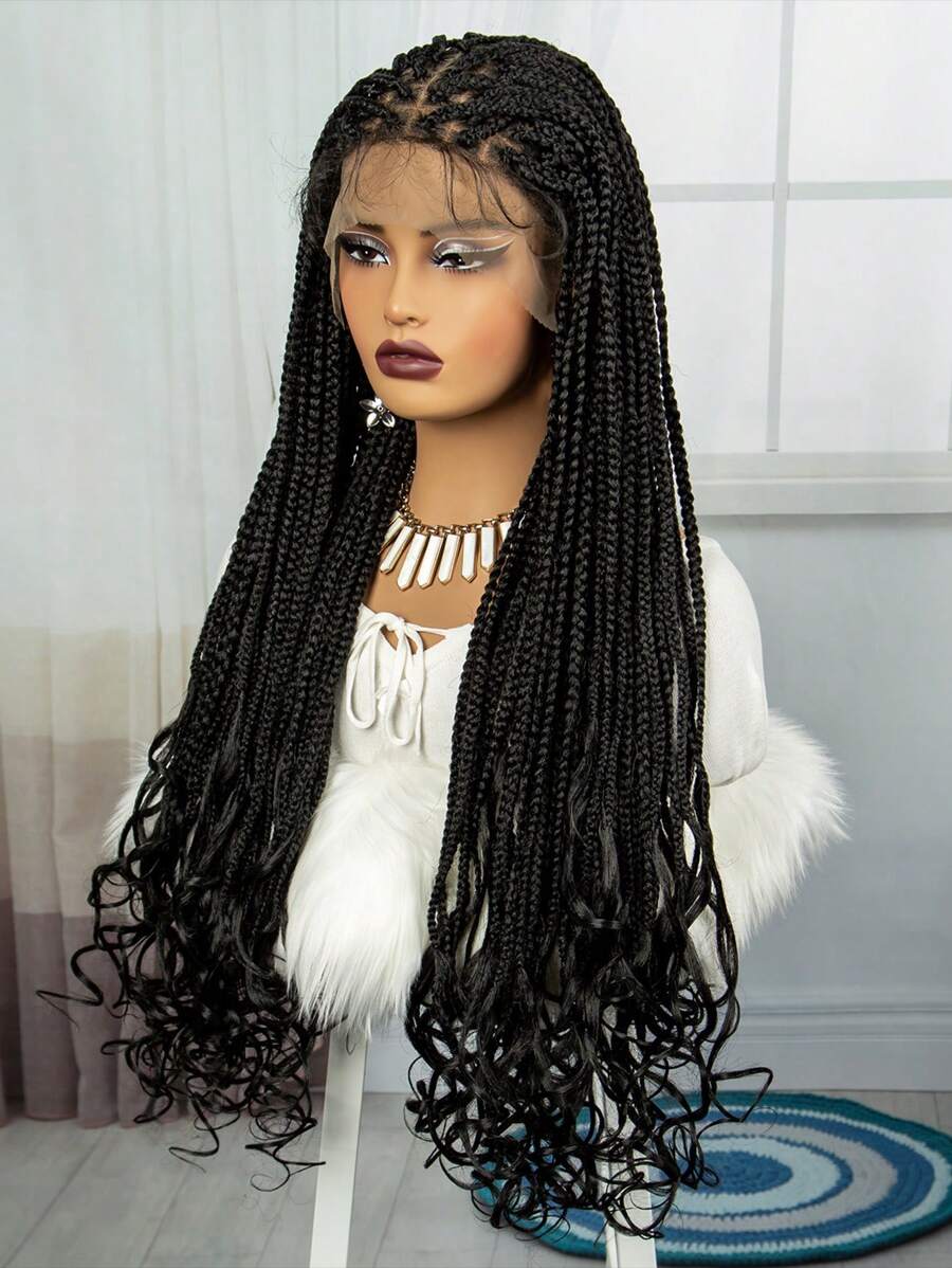 Braided Wigs For Black Women Synthetic Lace Front Wigs Knotless Box ...