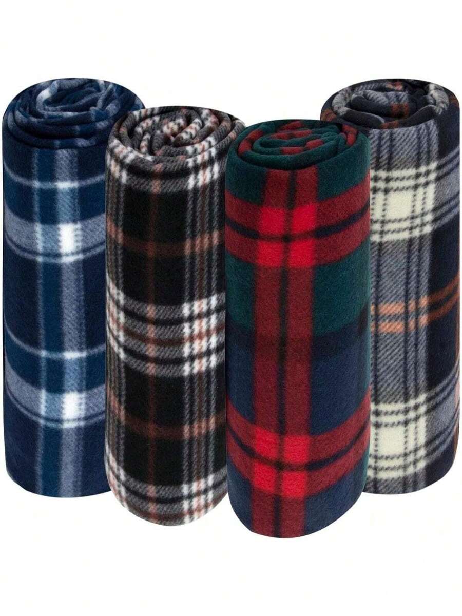 24 Pack Bulk Plaid Sherpa Fleece Throw Blankets 50 X 60 For Wedding ...
