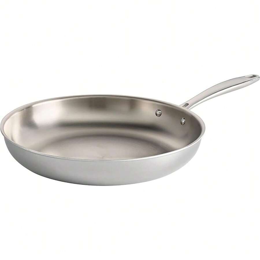 Tri-Ply Clad Stainless Steel 12-Inch Large Frying Pan, Induction-Ready ...