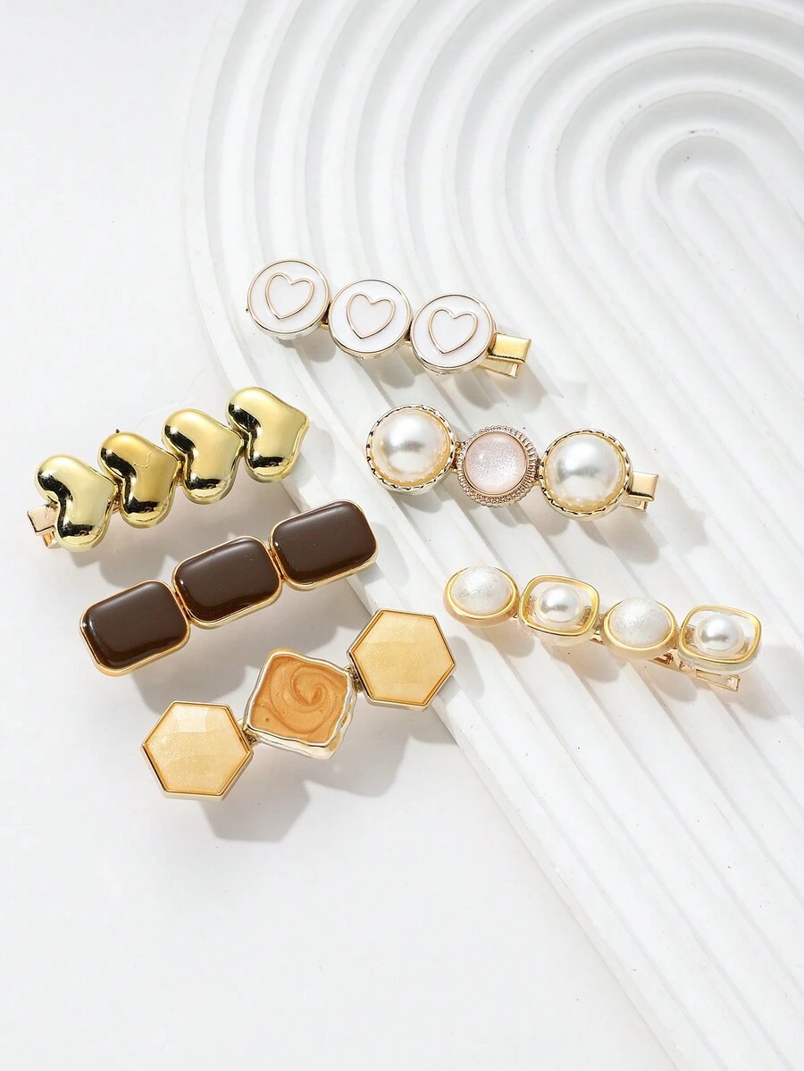 6pcs Elegant Solid Color Simple Plastic Hair Clips, Multi-Style ...