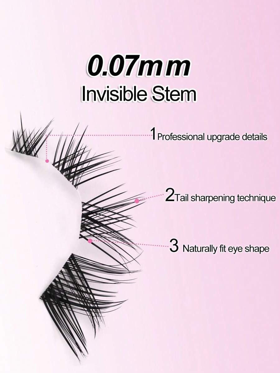 10 Pairs Strip Lashes Invisible Clear Transparent Band Super Soft Stem ...