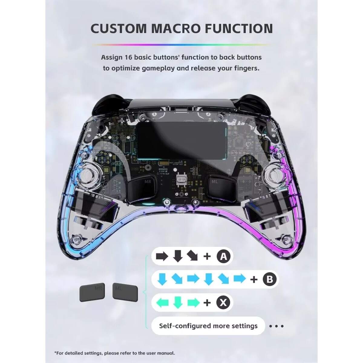 DATA FROG Mando inalámbrico transparente con jack para auriculares y ...