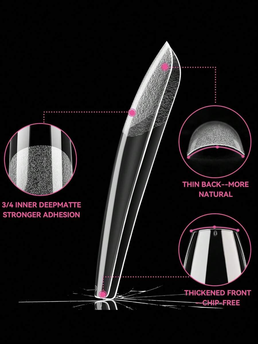 120pcs Ballet Stiletto Oval Square Almond Acrylic Clear Full Cover Tips