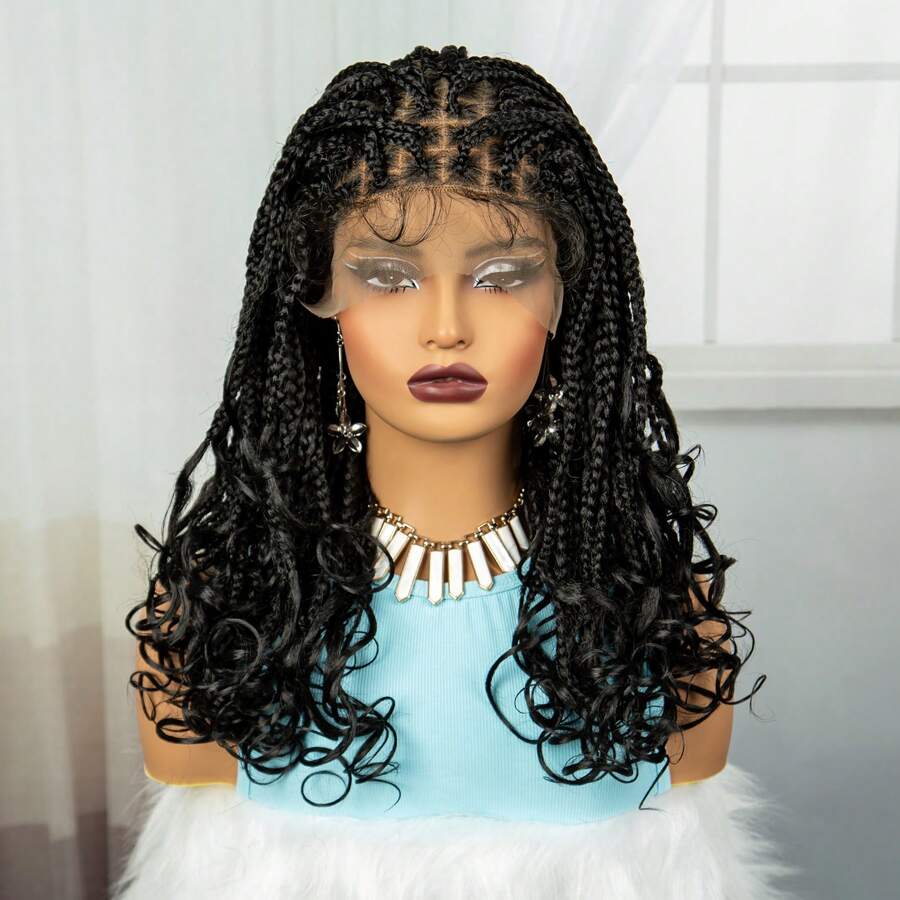 Braided Wigs For Black Women Synthetic Lace Front Wigs Square Knotless ...