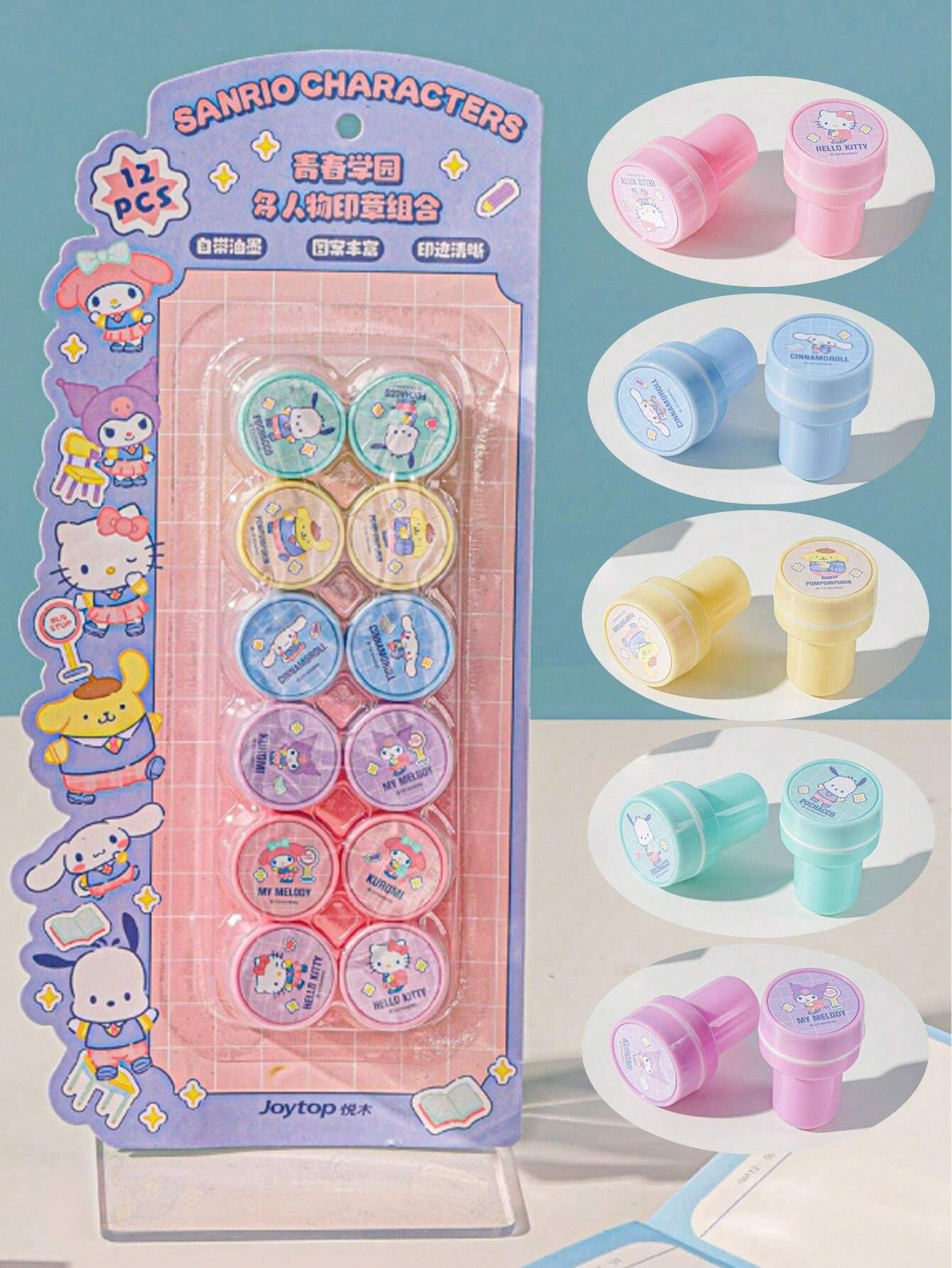 12Pcs/Set Sanrio Kuromi Hello Kitty My Melody Cinnamoroll Cartoon Cute ...