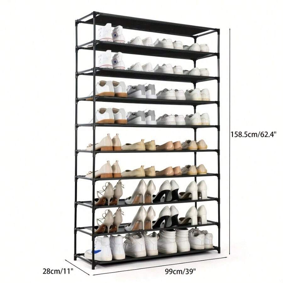 Simple Assembly 10 Tier Shoe Rack Detachable Non-Woven Waterproof ...