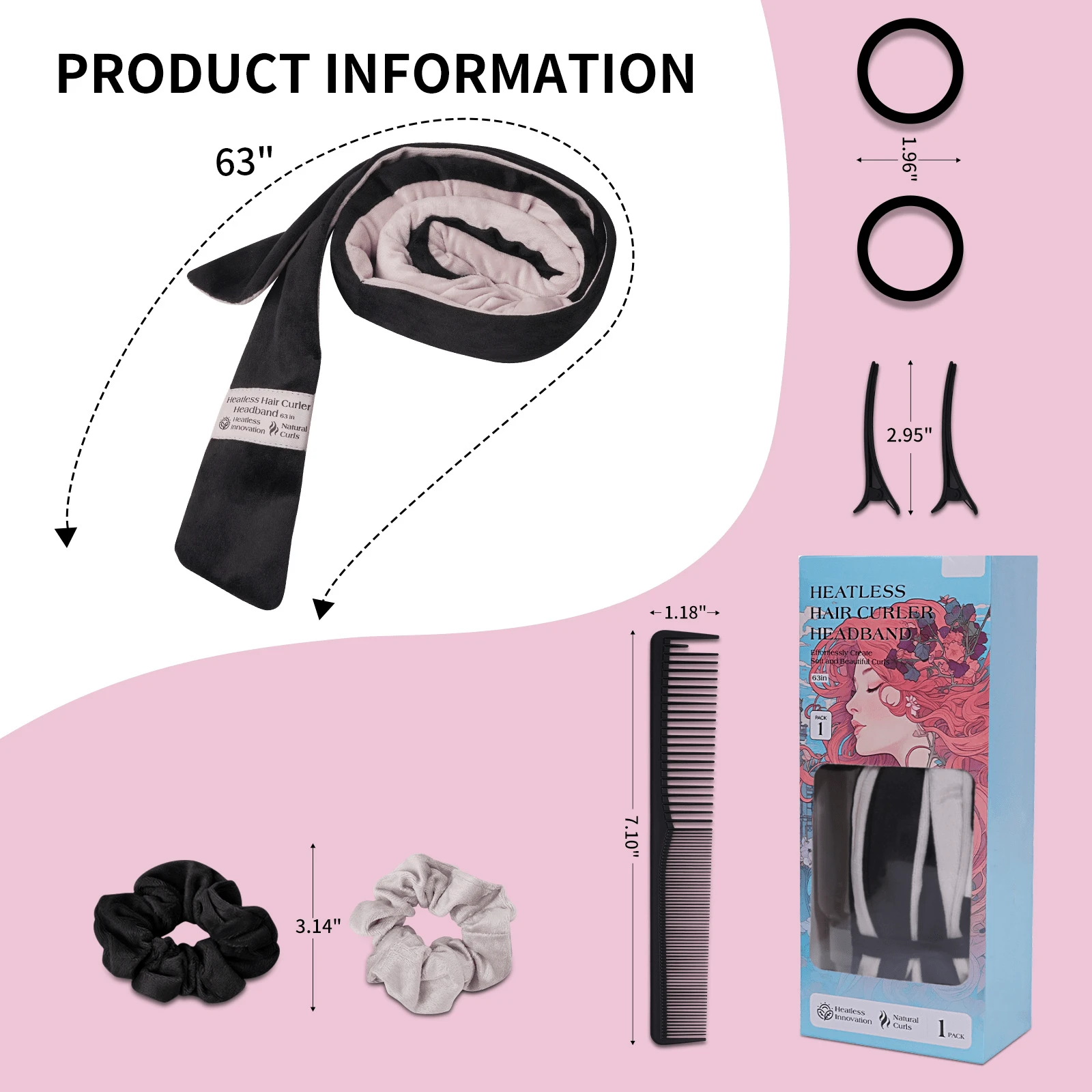 9-Piece Big Wave Hair Styling Tool Kit: Headband Hair Bow Curl Sleeping ...
