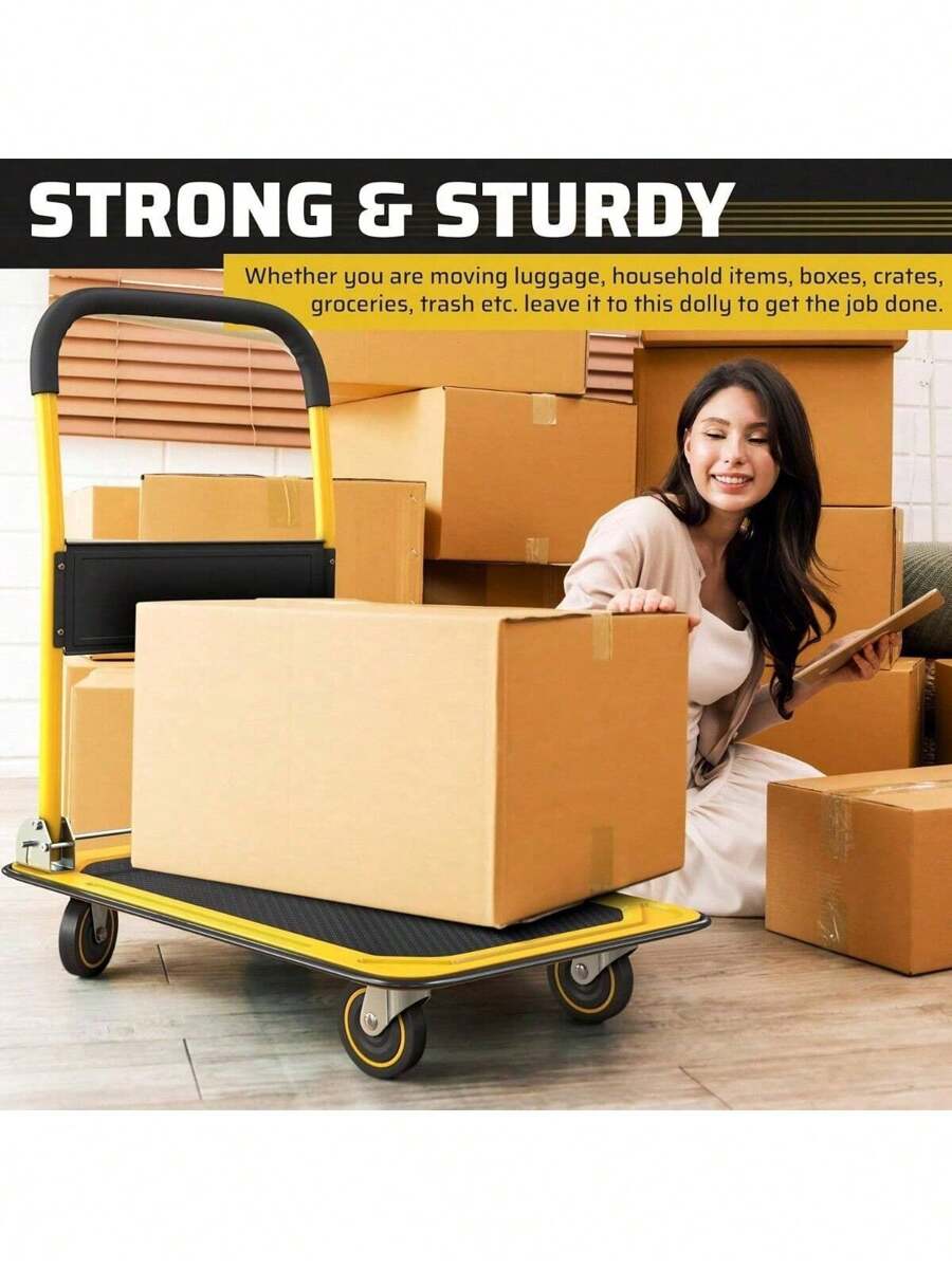 Upgraded Foldable Push Cart Dolly | 330 Lbs. Capacity Moving Platform Hand Truck | Heavy Duty ...