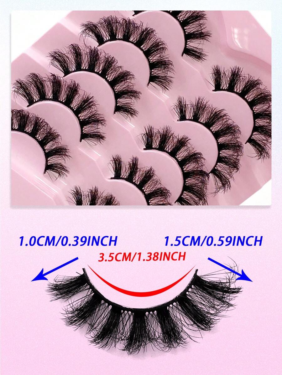 ENCHUW 5 Pairs Fake Eyelashes Fluffy Dramatic Volumized Eyelashes Tail ...