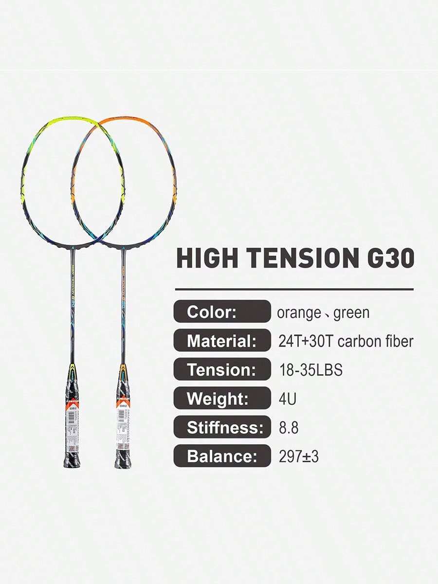 kawasaki Kawasaki G30 Badminton Racket HIGH TENSION 35LBS 100% Carbon ...