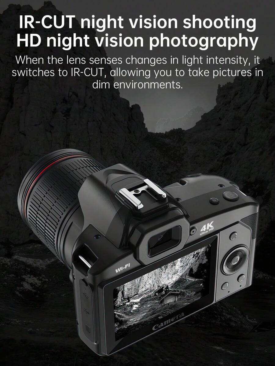 1 Pc D5 4K WiFi DSLR HD-camera met dubbele lens, 64 miljoen megapixels, digitale opname- en ...