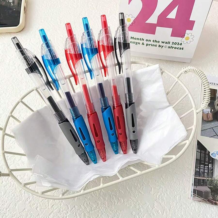 Simple Push Button Ballpoint Pen, 0.5mm Tip Water-Based Ink Pen For ...