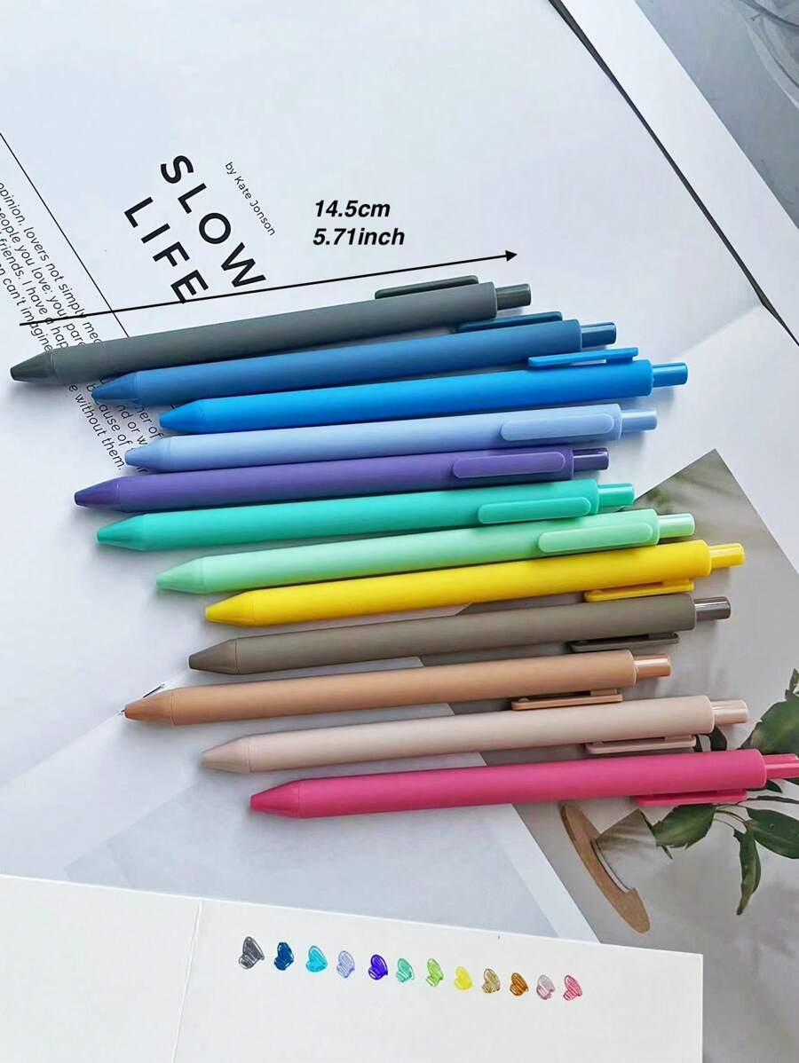 12pcs Morandi Pastel Colored Ink Gel Pen Set - Retractable Rubber ...