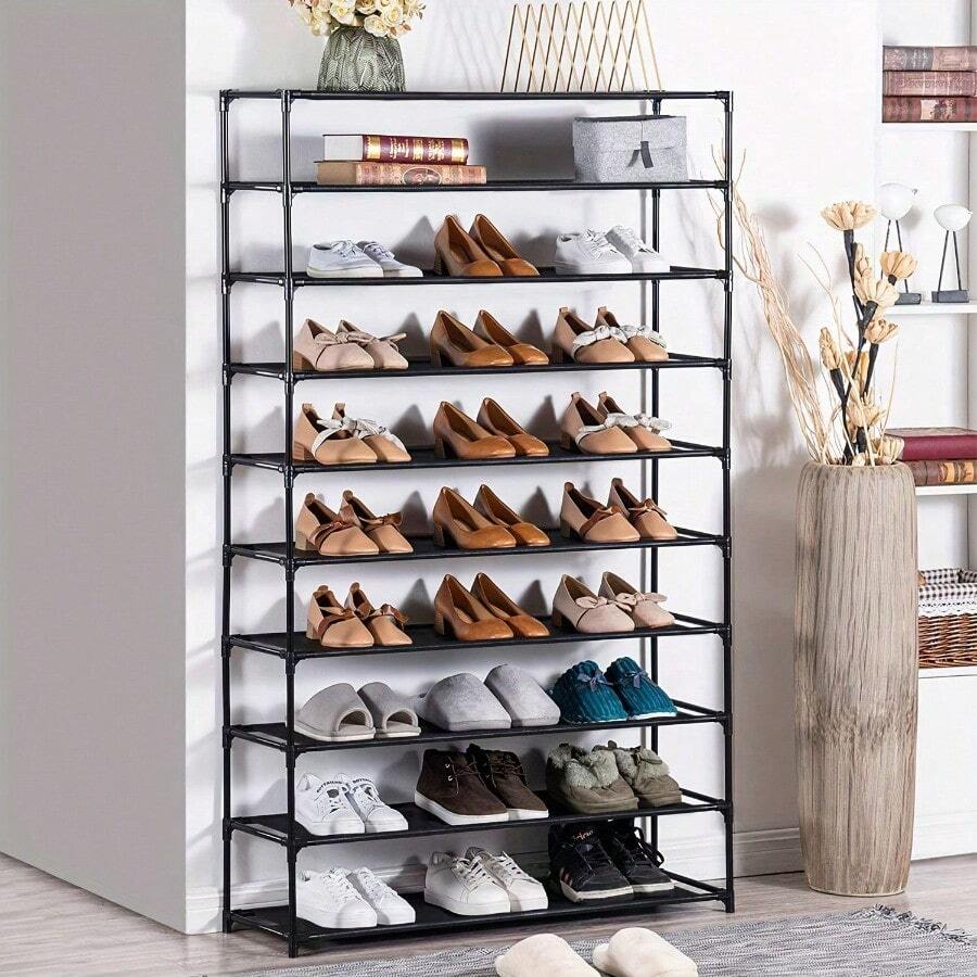 Simple Assembly 10 Tier Shoe Rack Detachable Non-Woven Waterproof ...