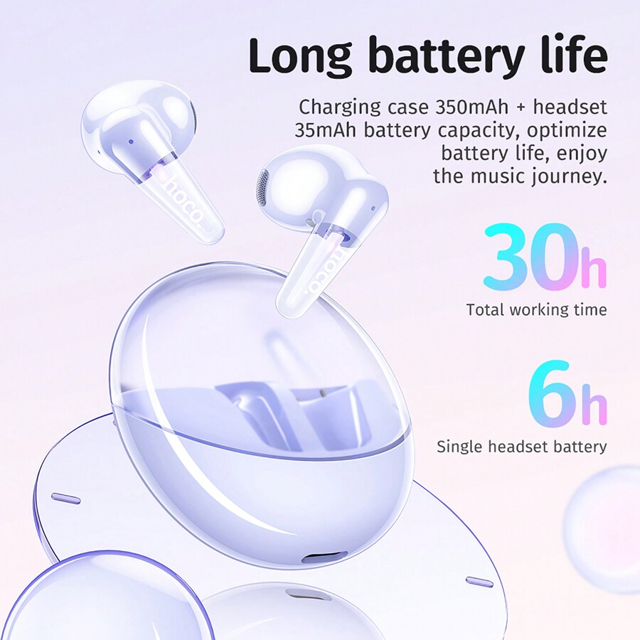 HOCO Bluetooth Earphone 30-Hour Battery Life BT Headset High Fidelity ...