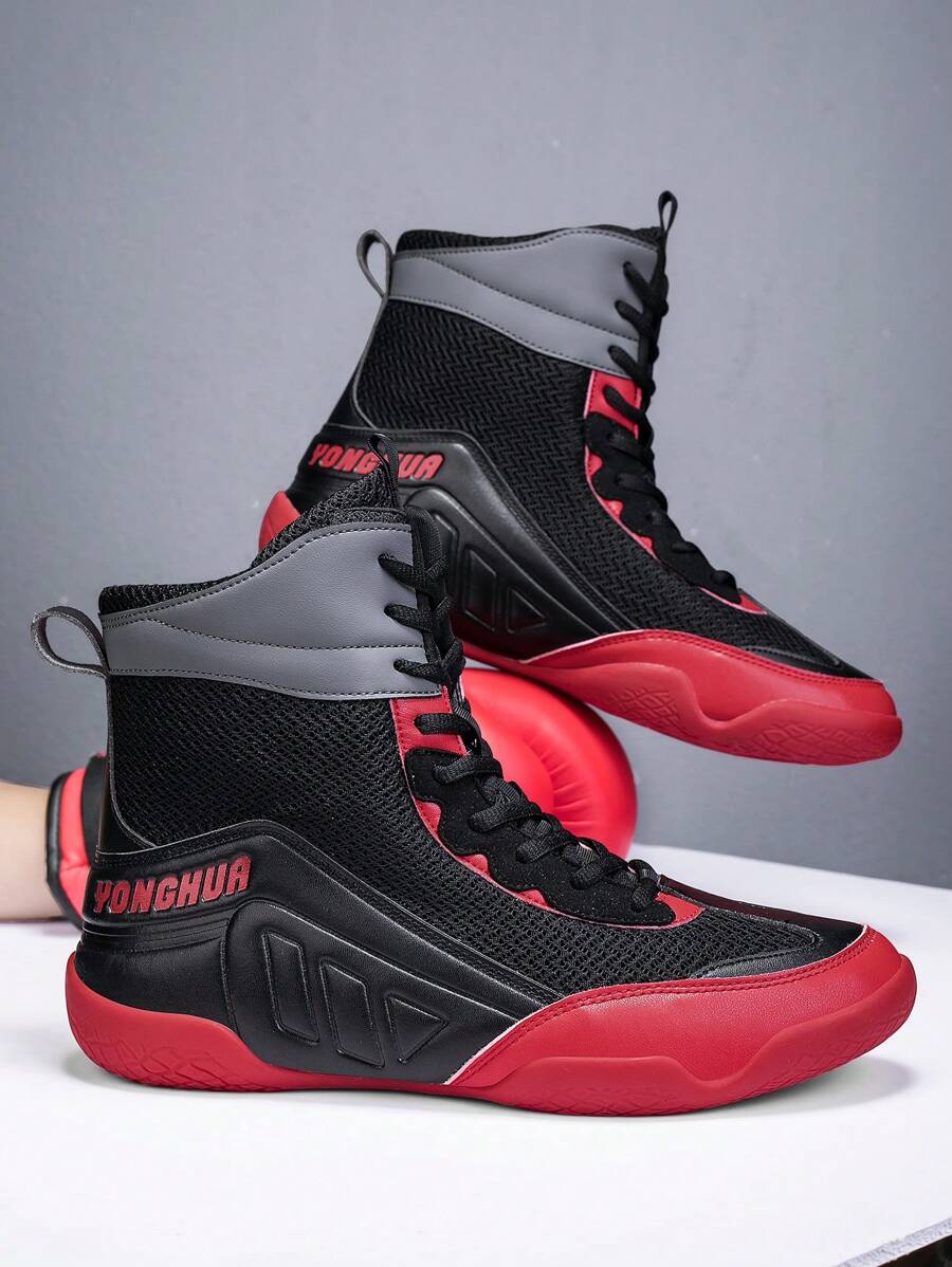 TACHUAN Professional Wrestling Shoes For Men, High-Top Combat Boxing ...