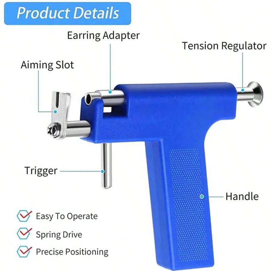 Reusable Ear Piercing Gun With 100pcs Stainless Steel Ear Studs ...