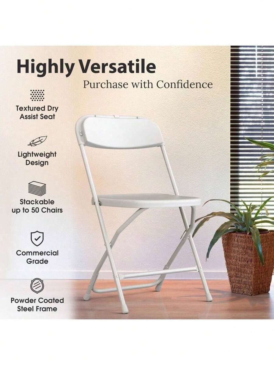 9 Pack White Plastic Chair | Foldable & Stackable | 300 Lbs Capacity ...