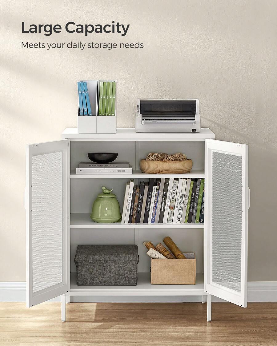 SONGMICS Metal Storage Cabinet With Mesh Doors, Multipurpose Storage ...