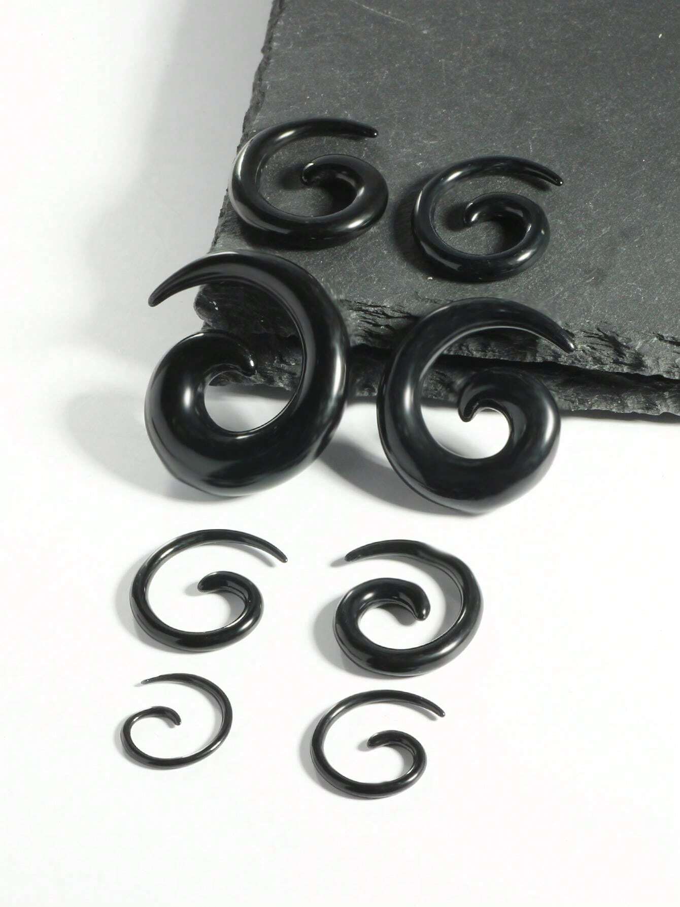 16pcs 12G-00G Uv Acrylic Spiral Snail Plug Ear Stretching Kit Black ...