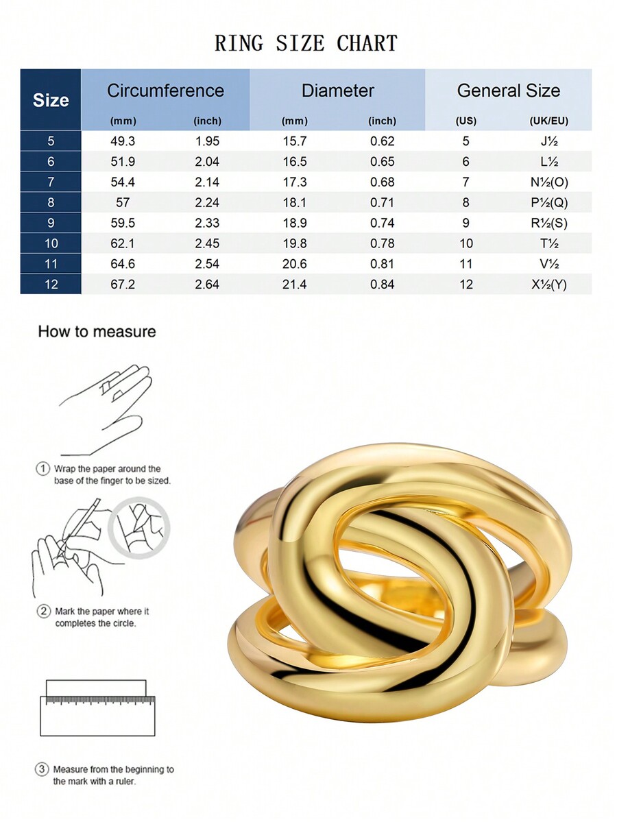 Chunky Rings Brass Plated Sliver Overlapping Rings For Women ...