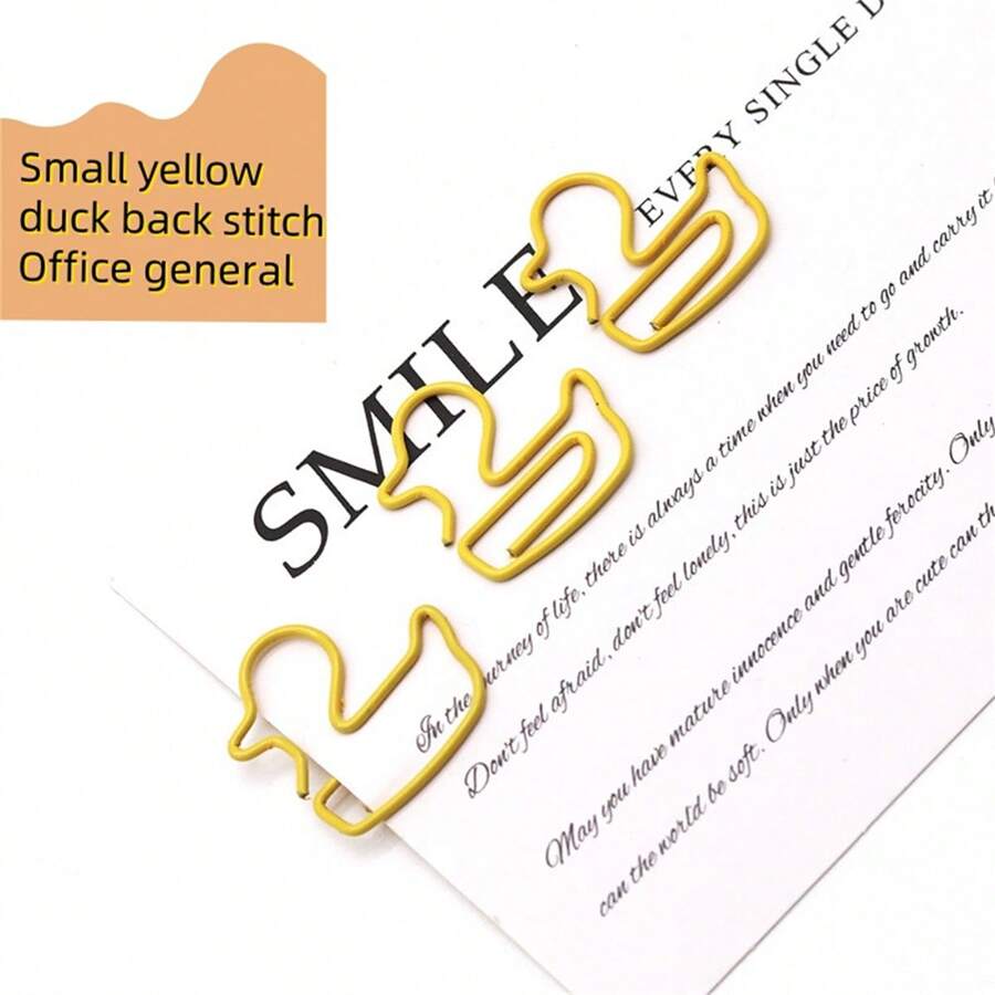 20 piezas de clips de papel con forma de pato amarillo, clips de papel ...