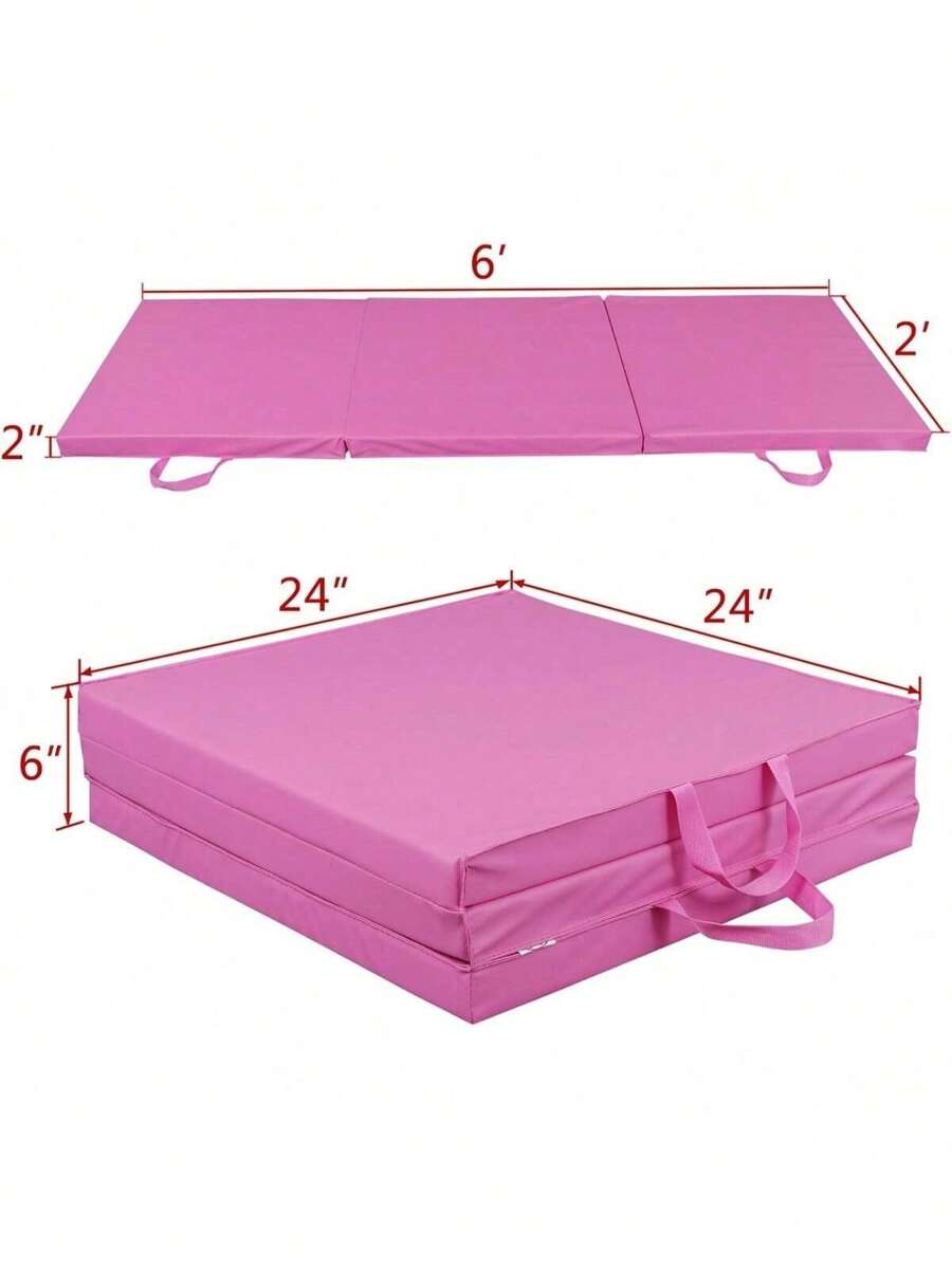 2'' Thick Tri-Fold Folding Gym Exercise Mat Extra Thick Gymnastics Mat ...