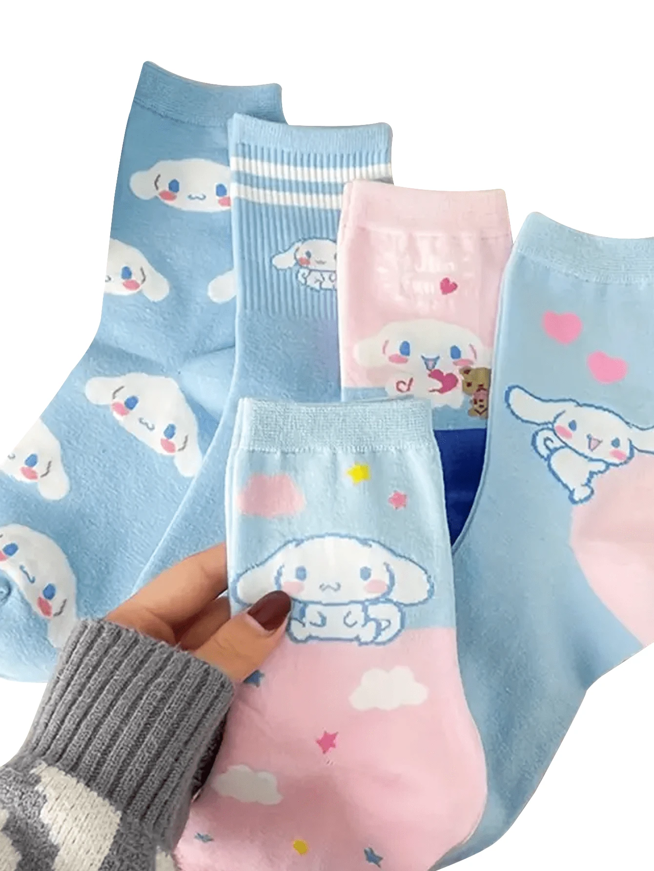 1/5Pairs Random Style Cute Cartoon Socks Kawaii Japanese Style Mid Tube ...