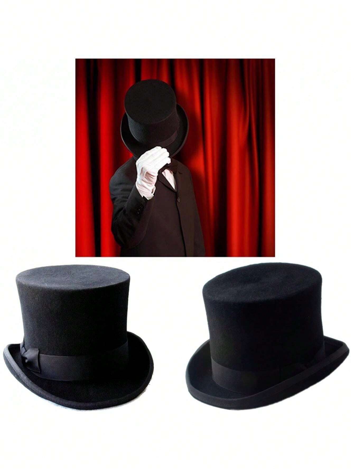 Unisex Magician Celebration Party Hat, Stage Performance Black Bowler ...