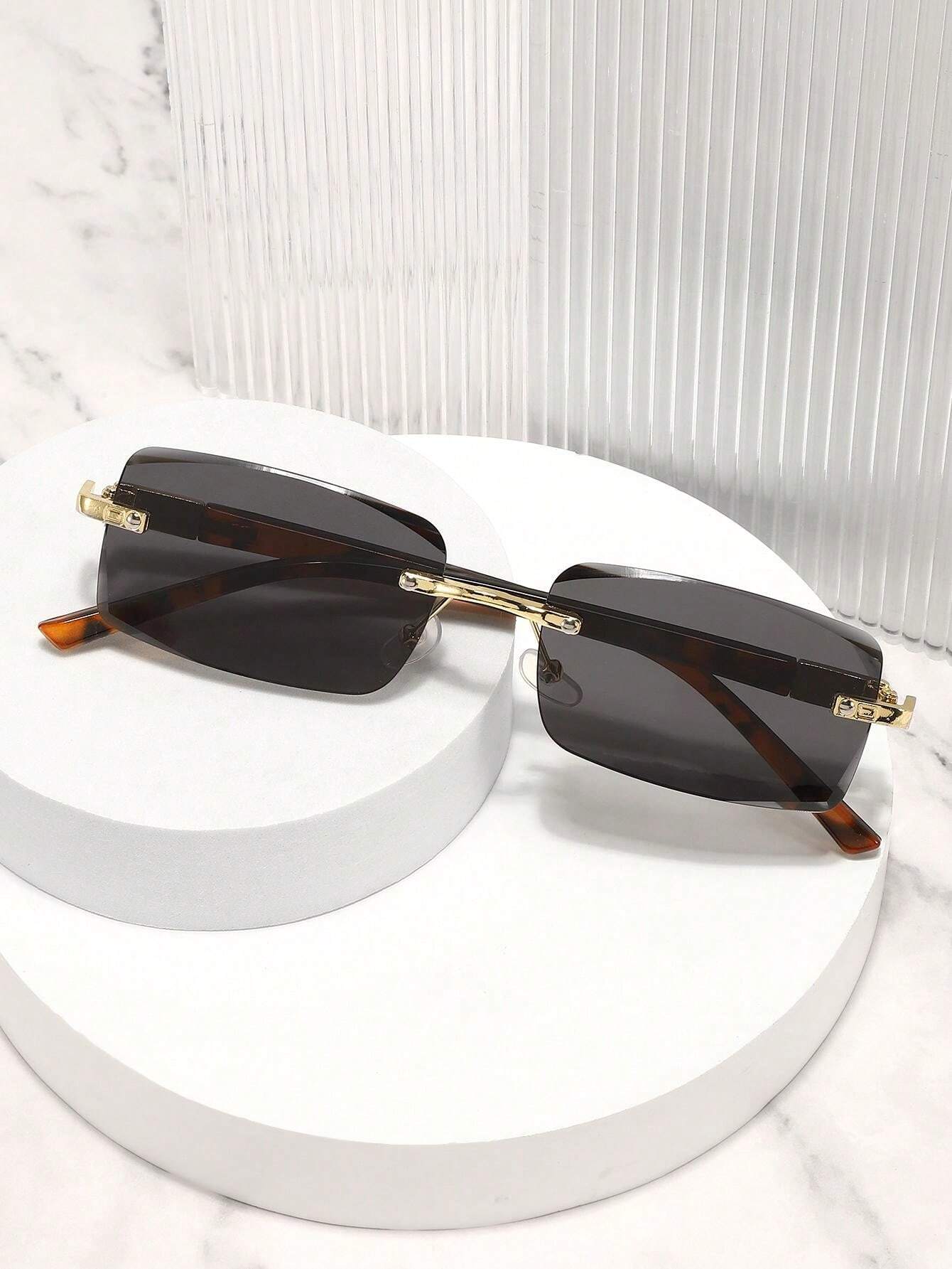 Glazzy 1 ชิ้น แว่นตาแฟชั่นผู้หญิงทรงสี่เหลี่ยมแบบไม่มีกรอบขอบวินเทจลาย ...