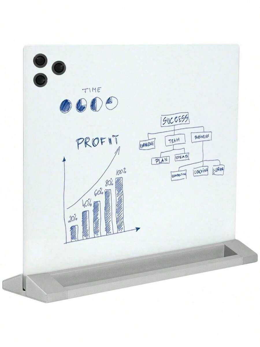 Freestanding Glass 23 X 19 Inch Tabletop Magnetic Dry Erase Board ...