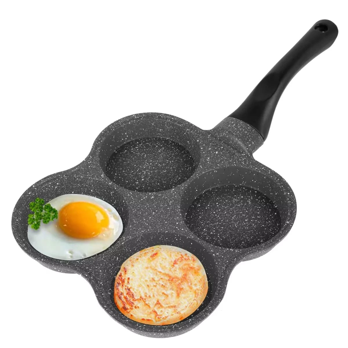 4-Cavity Non-Stick Mini Pancake Pan, Small Flat Bottom Frying Pan For ...