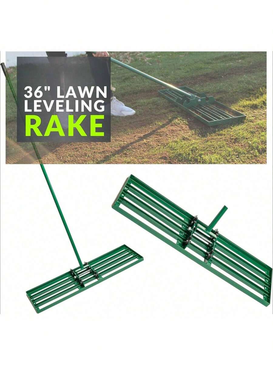 Lawn Leveling Rake - 36 Inch Steel Handle Lawn Leveler Yard Leveling ...