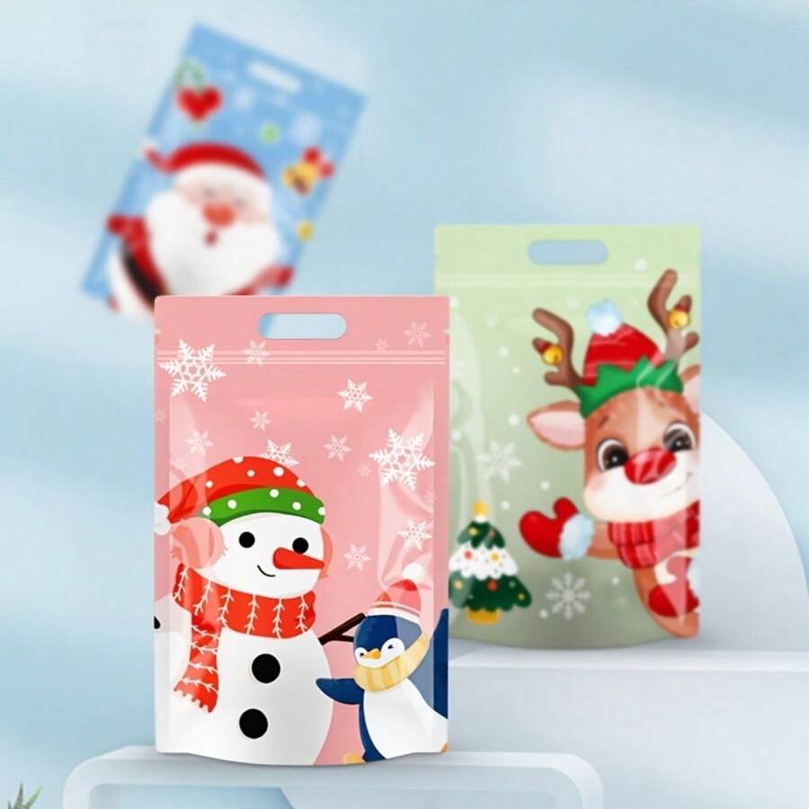 50pcs Christmas Self-Sealing Plastic Cookie Packaging Bags - Snowman ...