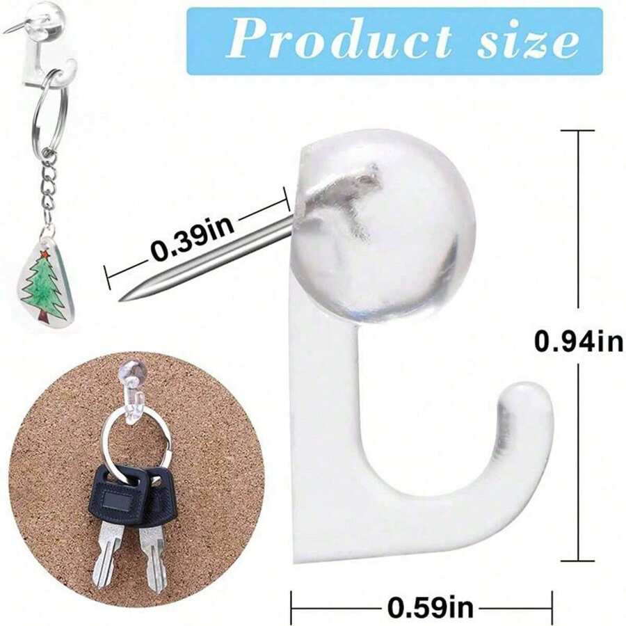 30PCS Push Pin Hooks, Plastic Heads Cork Board Hooks Decorative Thumb ...