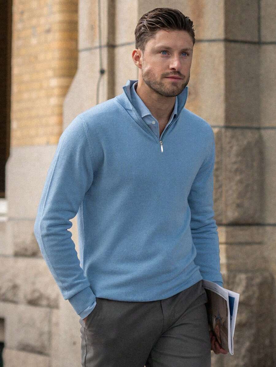 אופנת גברים בסגנון כסף ישן הולכת עם הכל סוודר סוודר צוואר צב | SHEIN IL