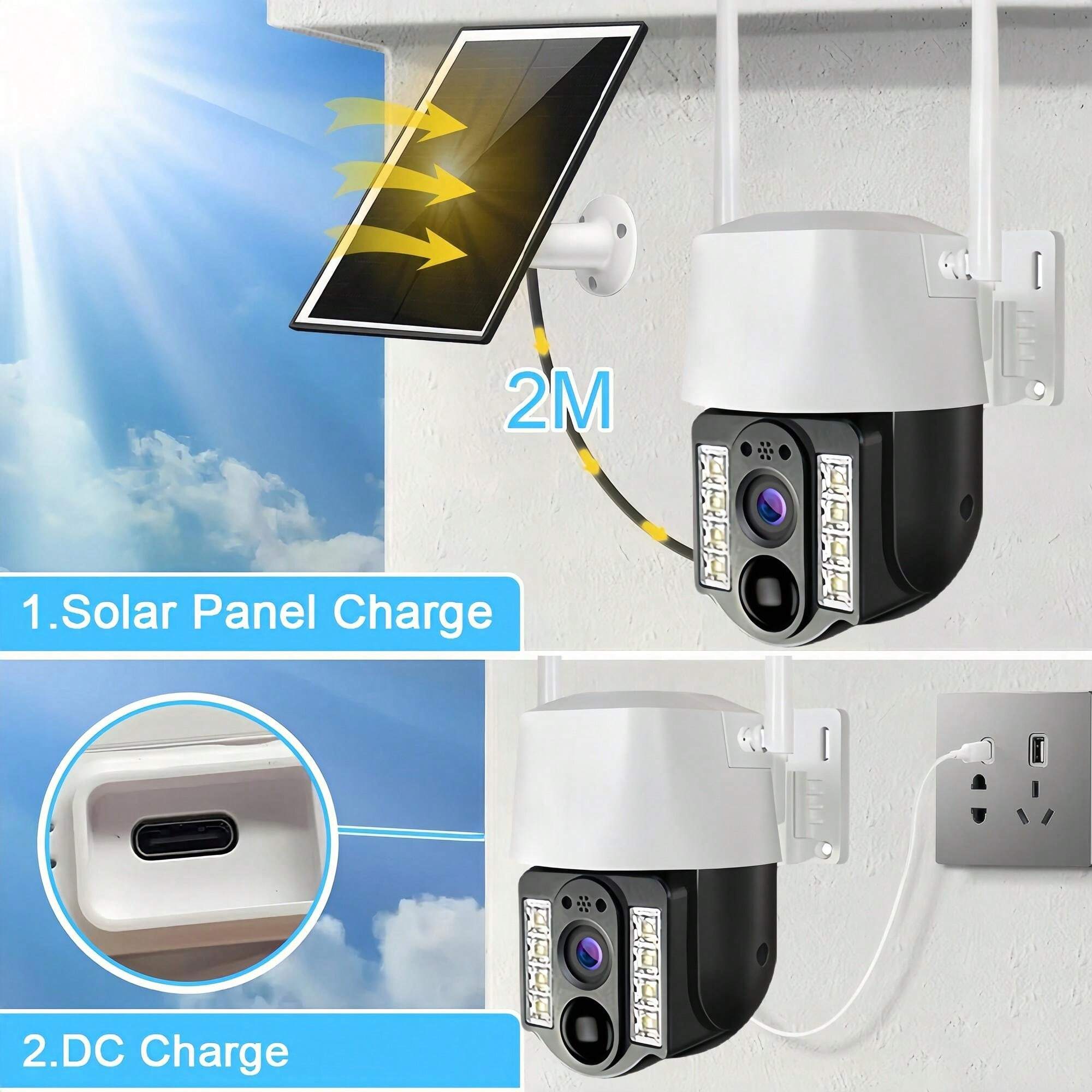 SWVW V380 Pro 2K 5MP 4G SIM Card IP Solar Powered Battery Camera 10X Digital Zoom CCTV Security ...